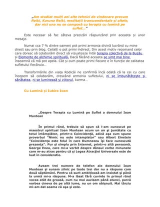 Ioan Muntean - Despre Terapia cu Lumina pe Suflet - Un mesaj de la Rodica | PDF