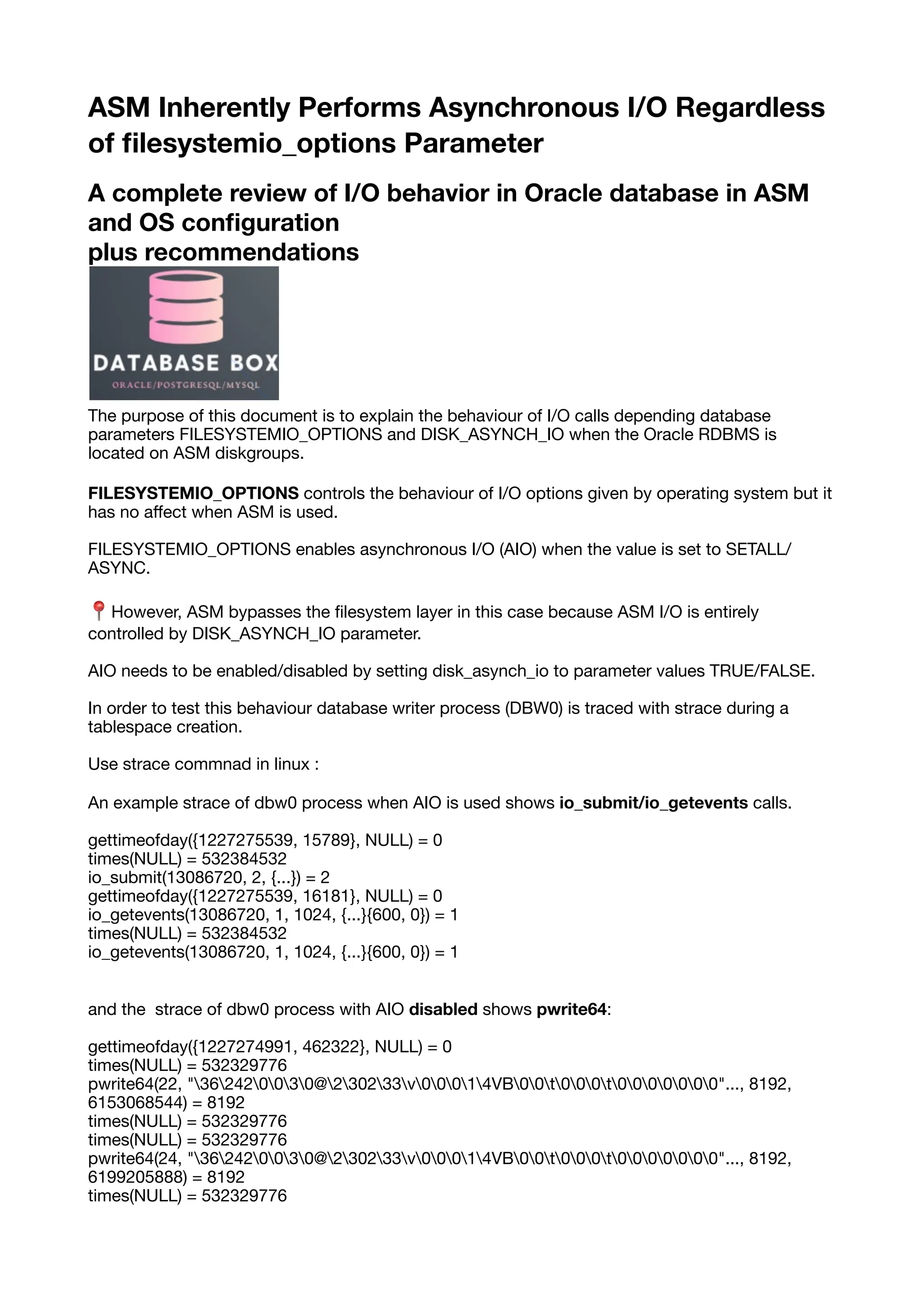 A review of I_O behavior on Oracle database in ASM | PDF