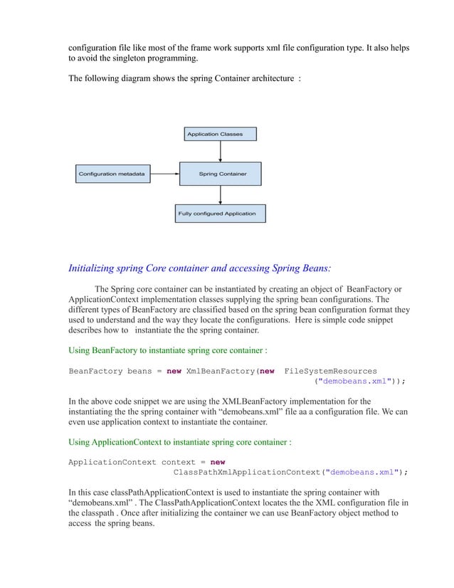 Spring IOC advantages and developing spring application sample | PDF