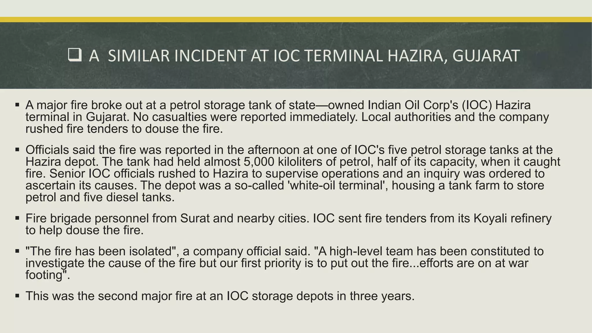 Ioc jaipur oil storage depot incident | PPTX