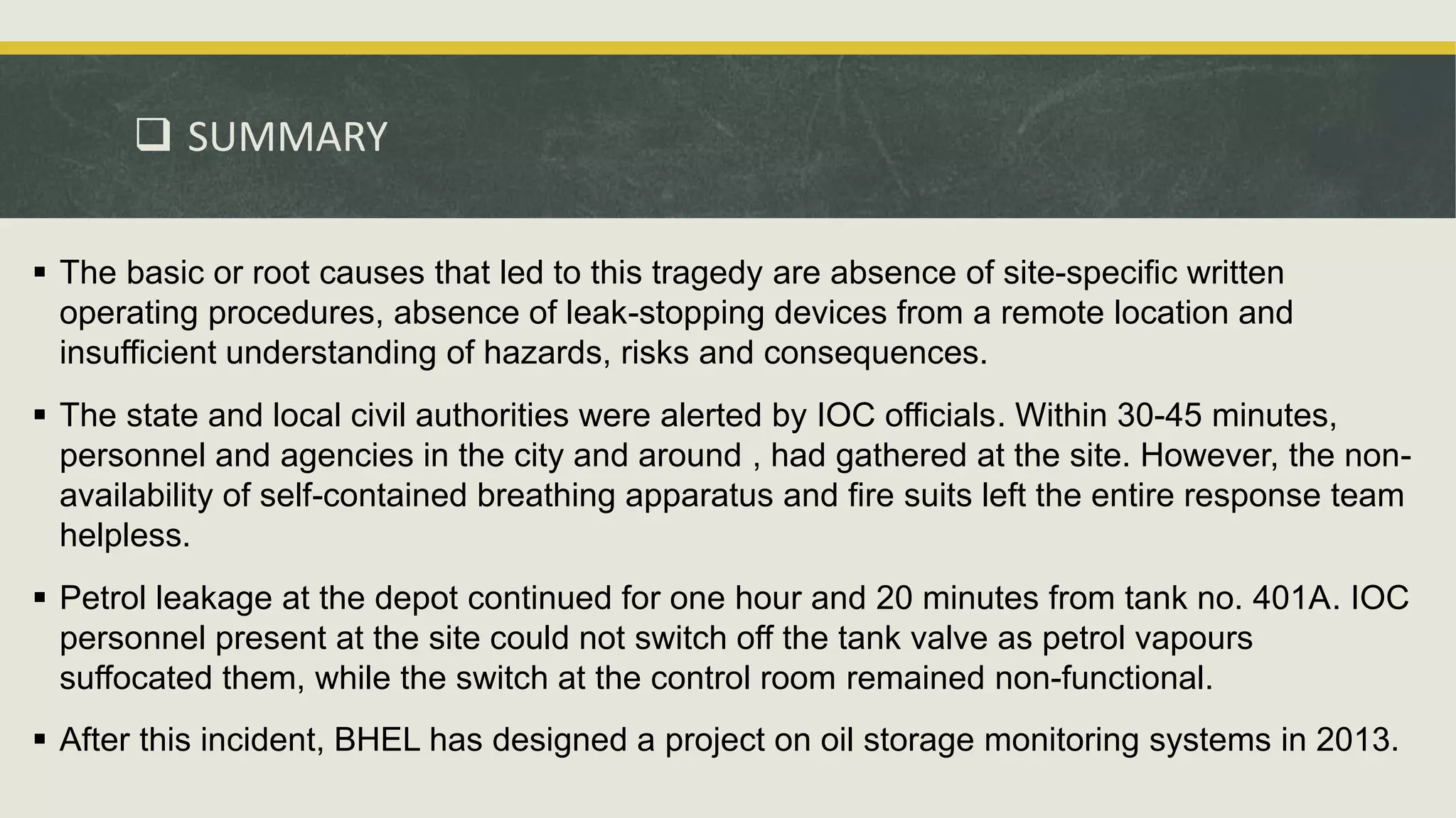 Ioc jaipur oil storage depot incident | PPTX