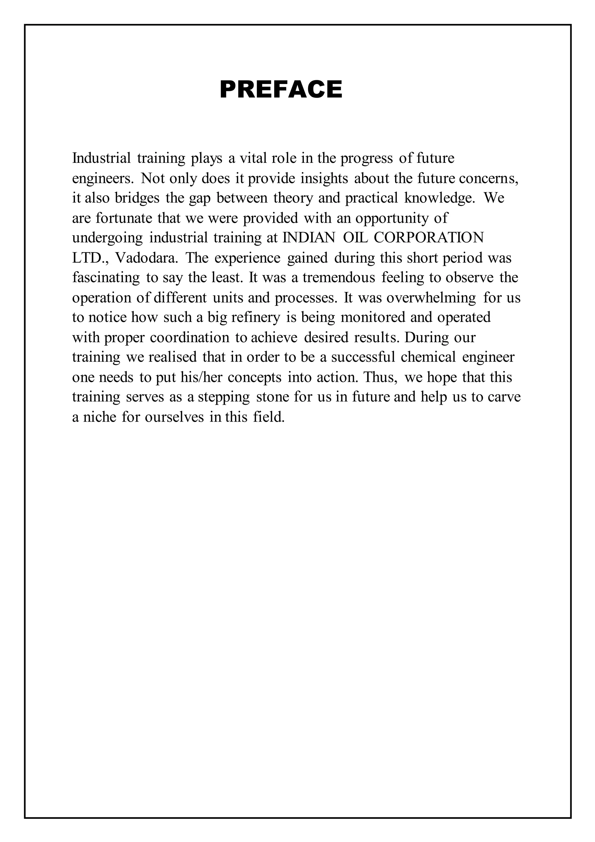 IOCL project report(chemical engineering) | DOCX