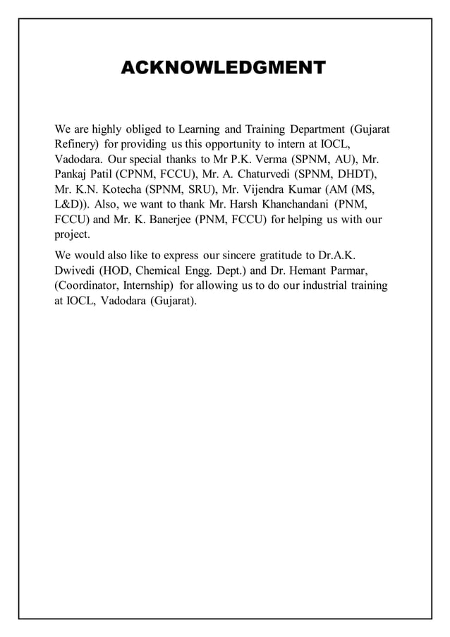 IOCL project report(chemical engineering) | DOCX