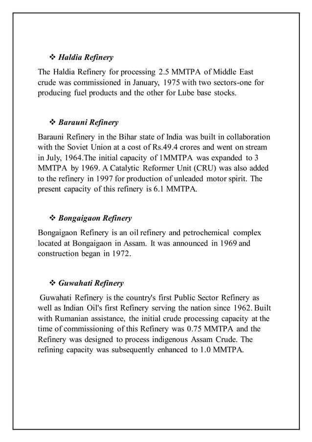 IOCL project report(chemical engineering) | DOCX