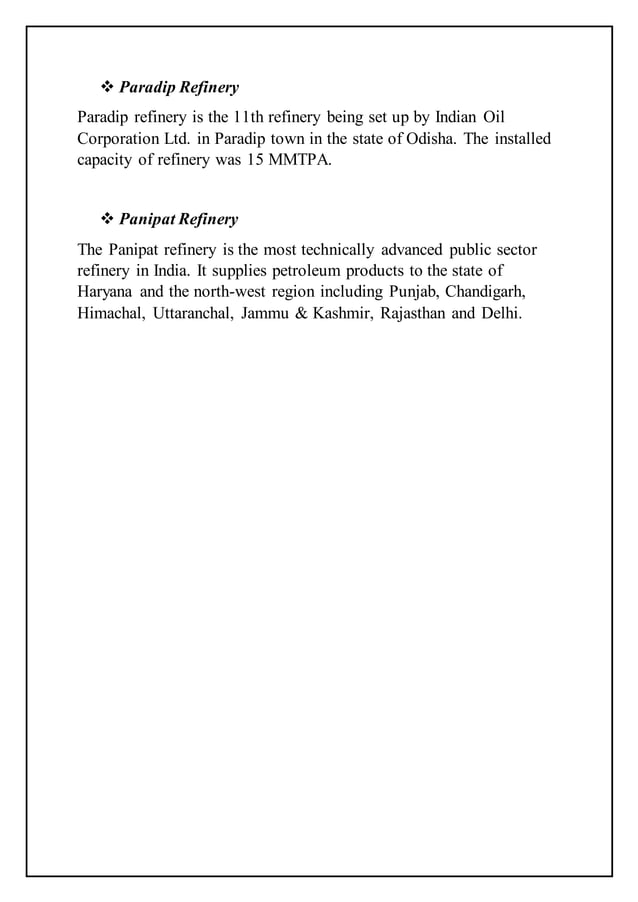 IOCL project report(chemical engineering) | DOCX
