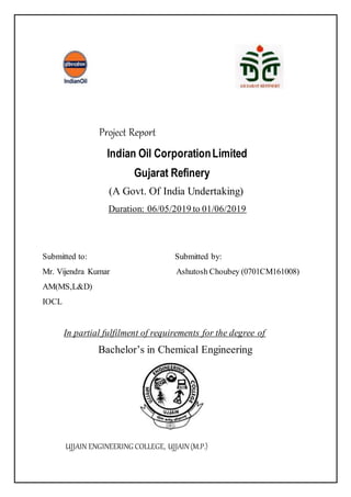 IOCL Gujarat Refinery Project Report on Atmospheric Unit Operations | PDF