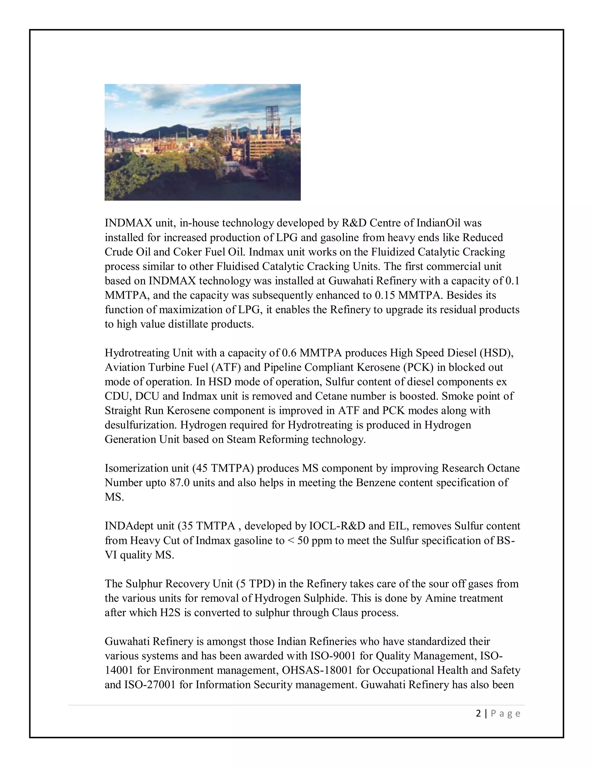 IOCL summer training report ,ECE | PDF