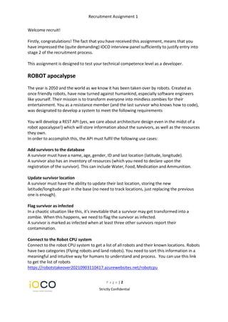 I oco code challenge robot apocalypse | PDF