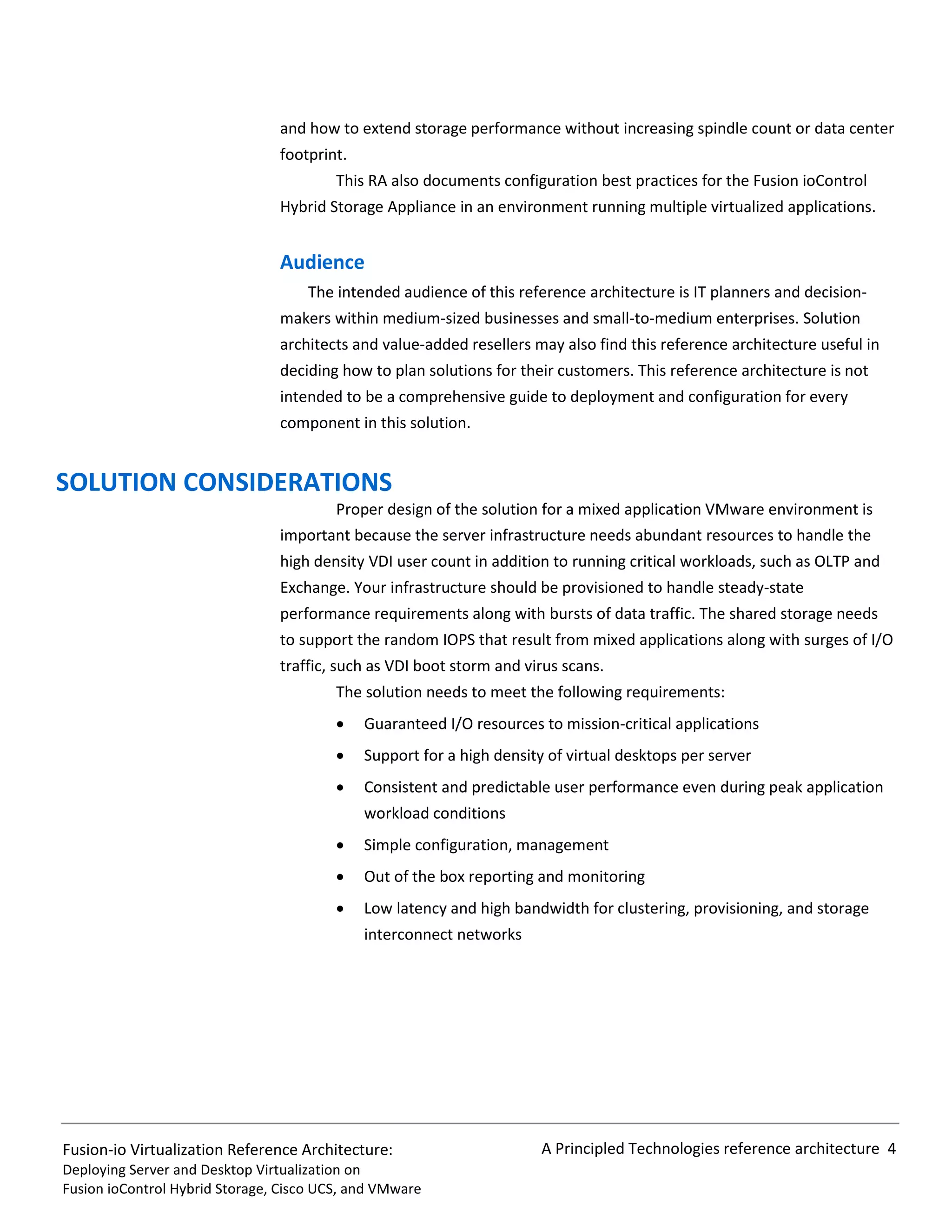 Fusion-io Virtualization Reference Architecture: Deploying Server and Desktop Virtualization on ...