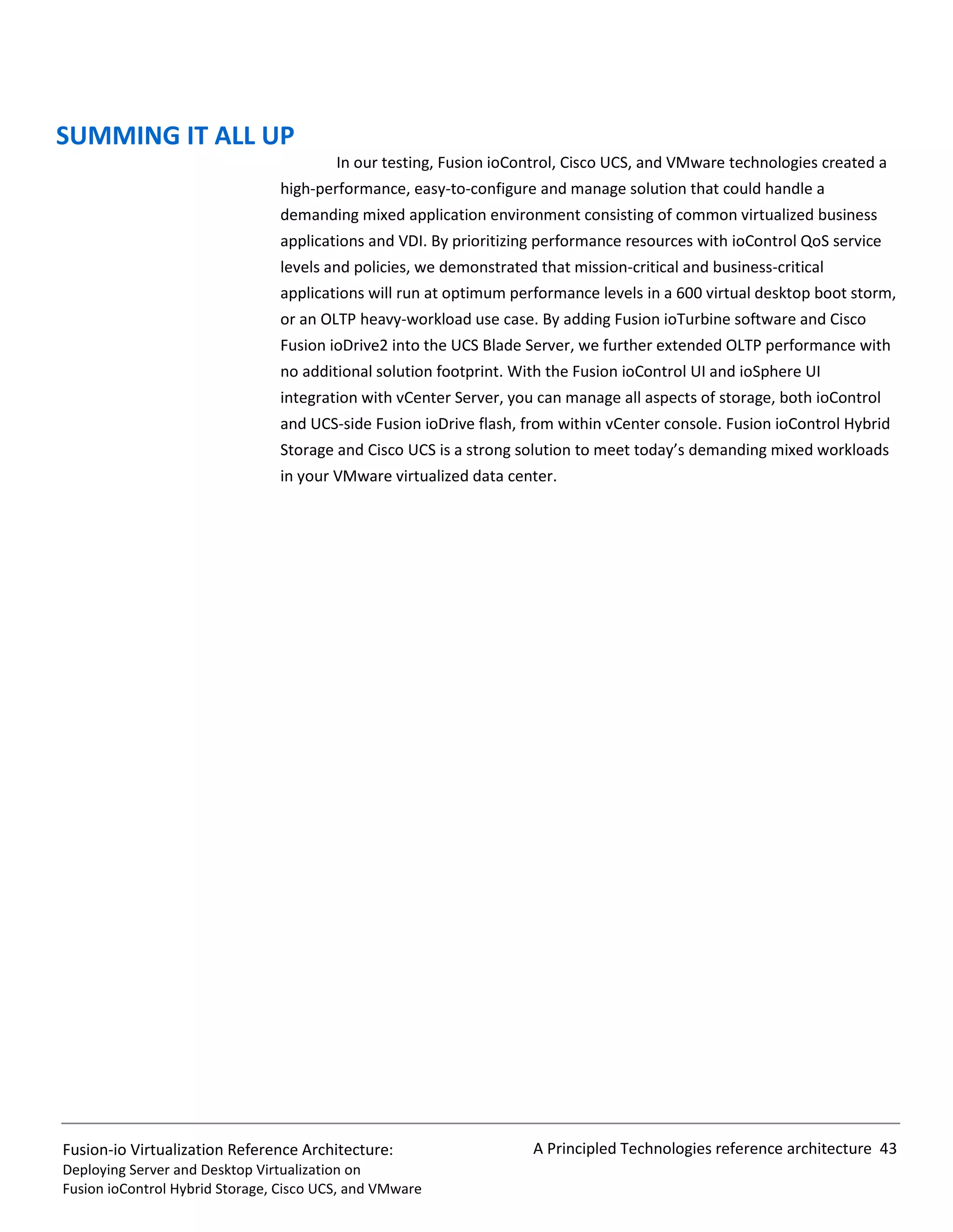 Fusion-io Virtualization Reference Architecture: Deploying Server and Desktop Virtualization on ...