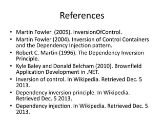 Inversion of Control vs. Dependency Inversion Principle vs. Dependency Injection | PPTX ...