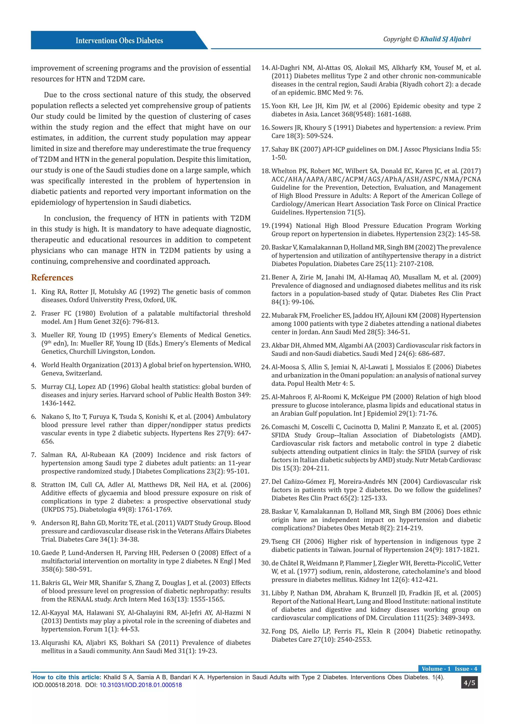 Hypertension in Saudi Adults with Type 2 Diabetes-Crimson Publishers | PDF