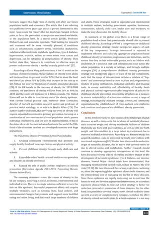 Management of Excess Weight and Obesity: A Global Perspective | PDF