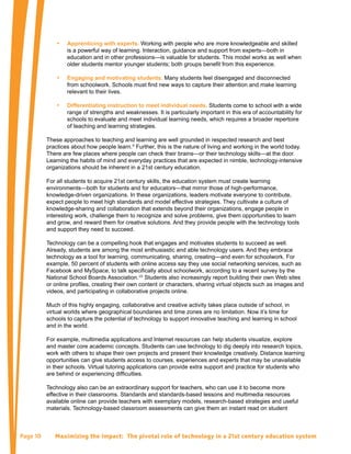 Maximizing the Impact: "The Pivotal Role of Technology in a 21st ...