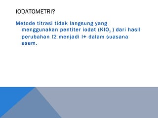 Iodatometri kel 11 a | PPT