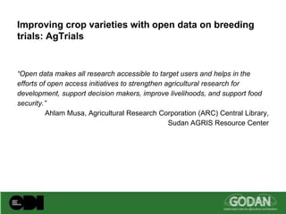 Discussion paper: How can we improve agriculture, food and nutrition with open data? | PPT