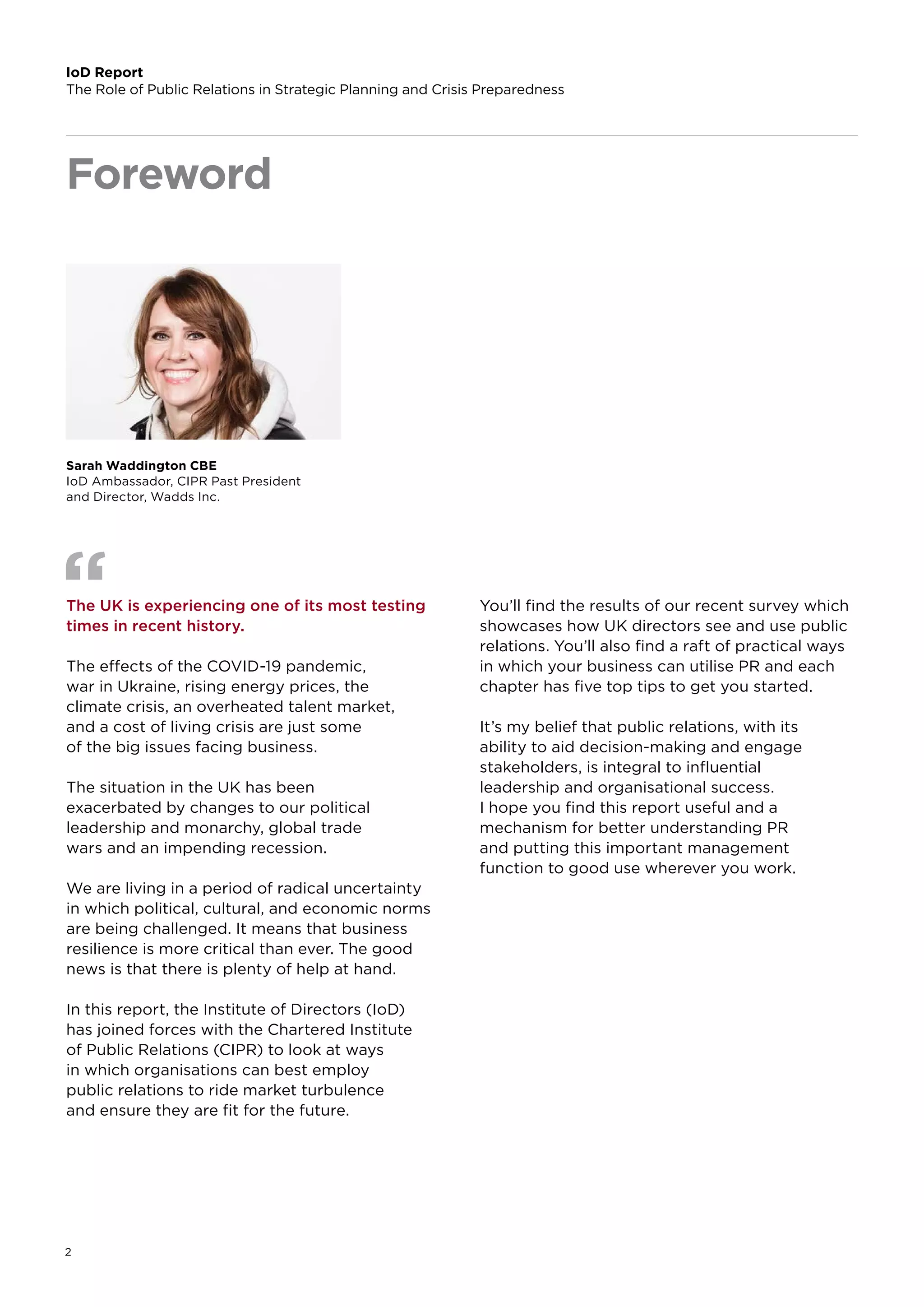 IoD CIPR Report - The Role of Public Relations in Strategic Planning ...