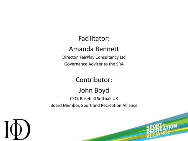 Board Skills for Sport IoD training – Day two | PPT