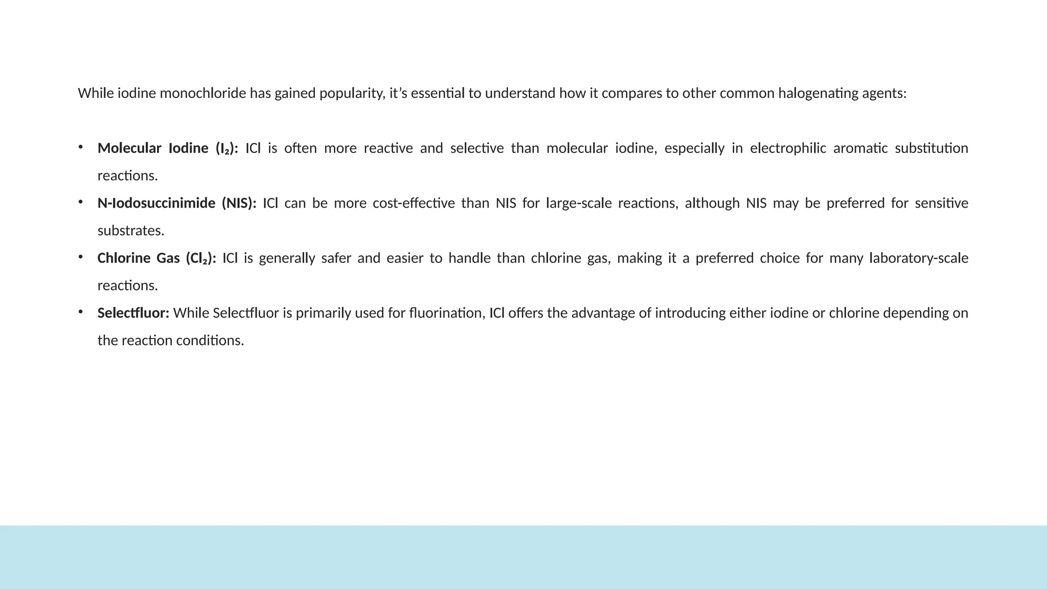 Iodine Monochloride's Role in Halogenation Chemistry | PPTX