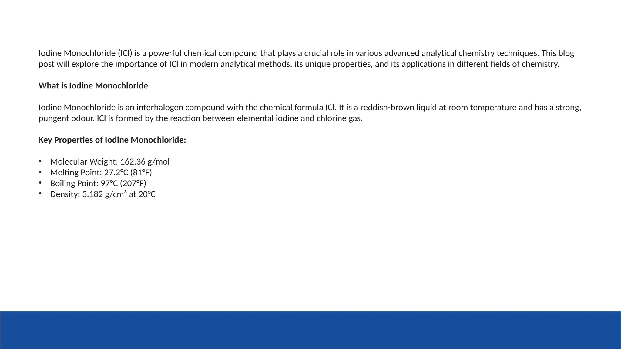Iodine Monochloride and Its Precision in Chemistry | PPTX