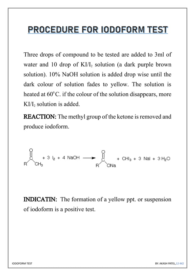 iodoform test project file.pdf | Chemistry | Science