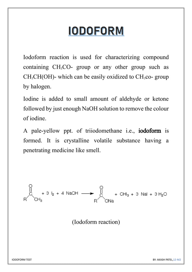 iodoform test project file.pdf | Chemistry | Science