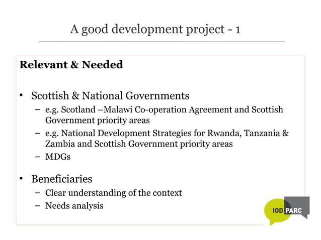 IOD Parc - What makes a successful development project | PPT
