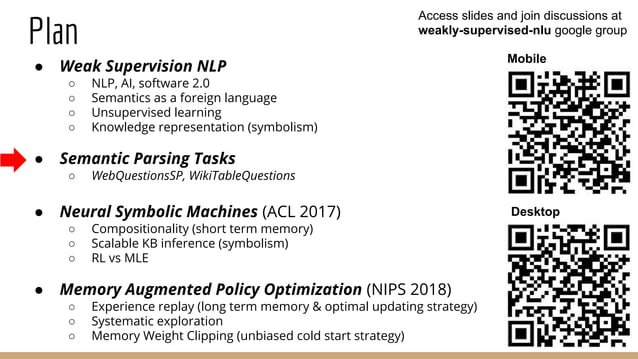 Training at AI Frontiers 2018 - Ni Lao: Weakly Supervised Natural Language Understanding | PPT