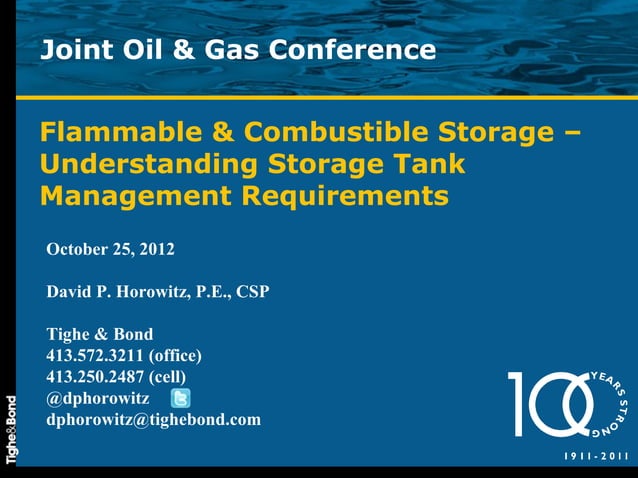 Flammable & Combustible Storage – Understanding Storage Tank Management Requirements | PPT