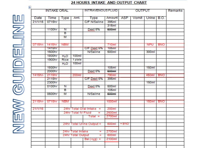 Intake Output Chart Guidelines | PPT | Medical Health