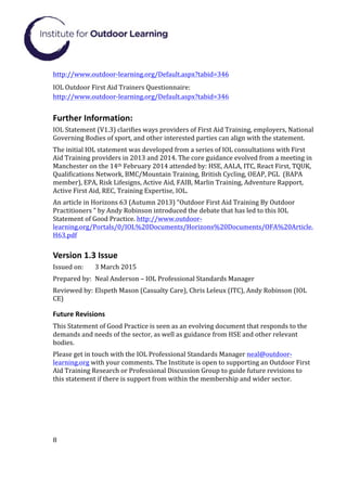 Iol outdoor first aid training statement 1.3 | PDF