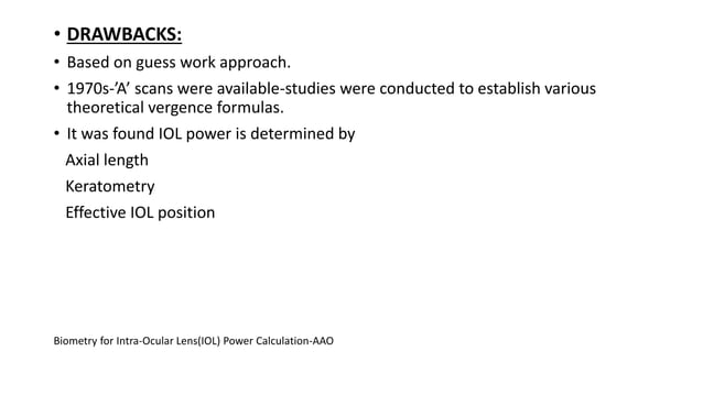 BIOMETRY AND IOL POWER CALCULATION | PPTX | Eye and Vision Conditions ...