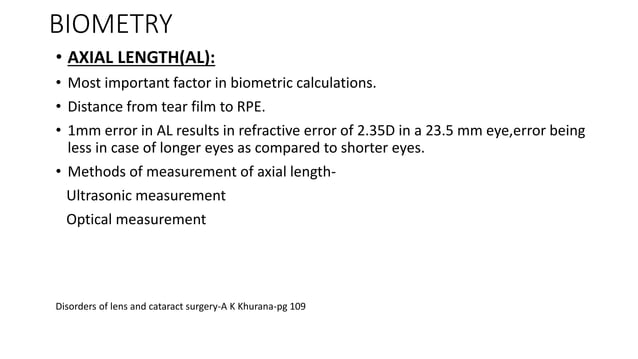 BIOMETRY AND IOL POWER CALCULATION | PPTX | Eye and Vision Conditions ...
