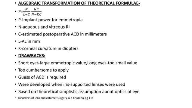 BIOMETRY AND IOL POWER CALCULATION | PPTX | Eye and Vision Conditions ...