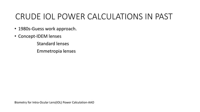 BIOMETRY AND IOL POWER CALCULATION | PPTX | Eye and Vision Conditions ...