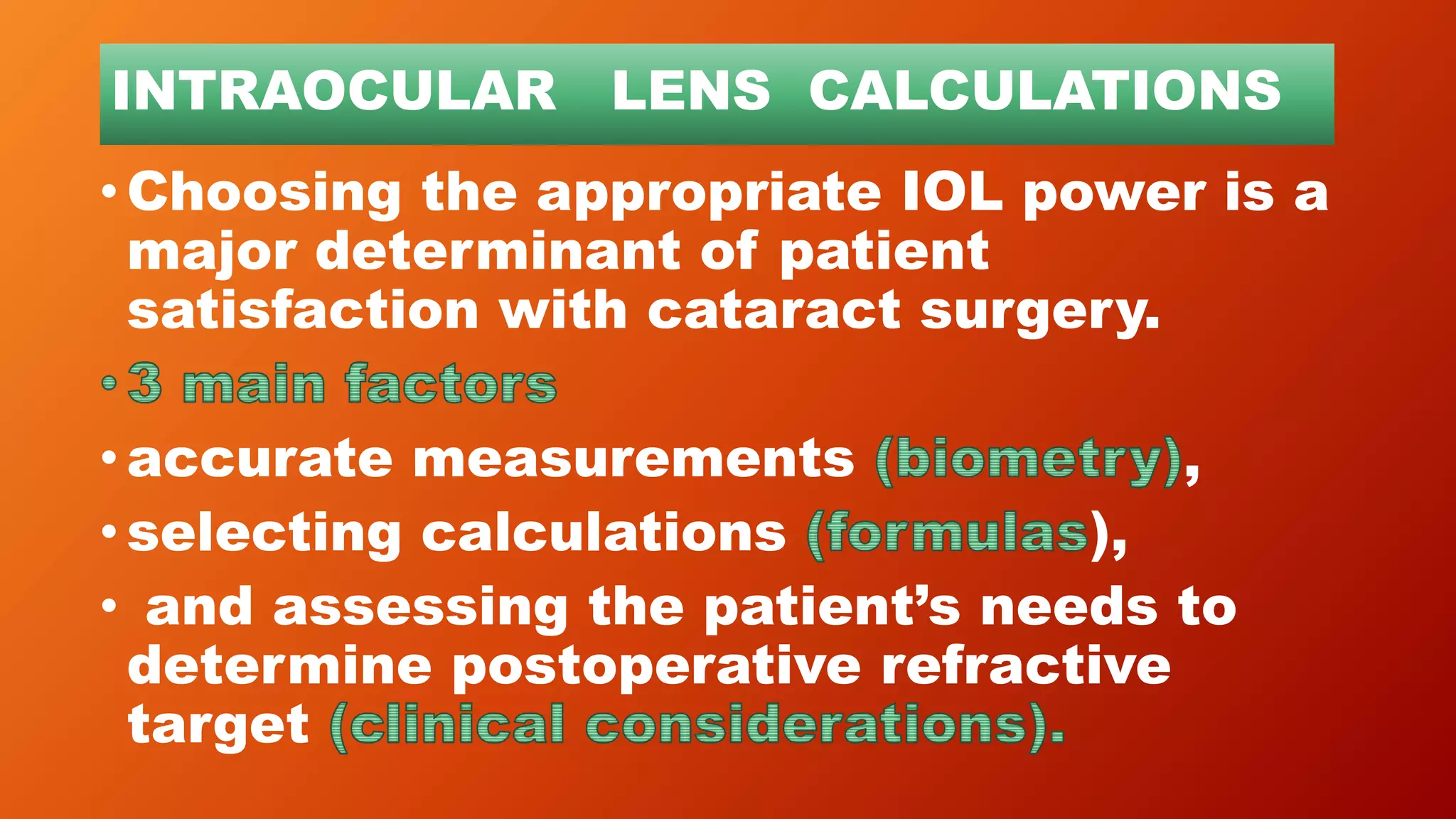 Iol power calculation normal and post lasik eyes | PPTX