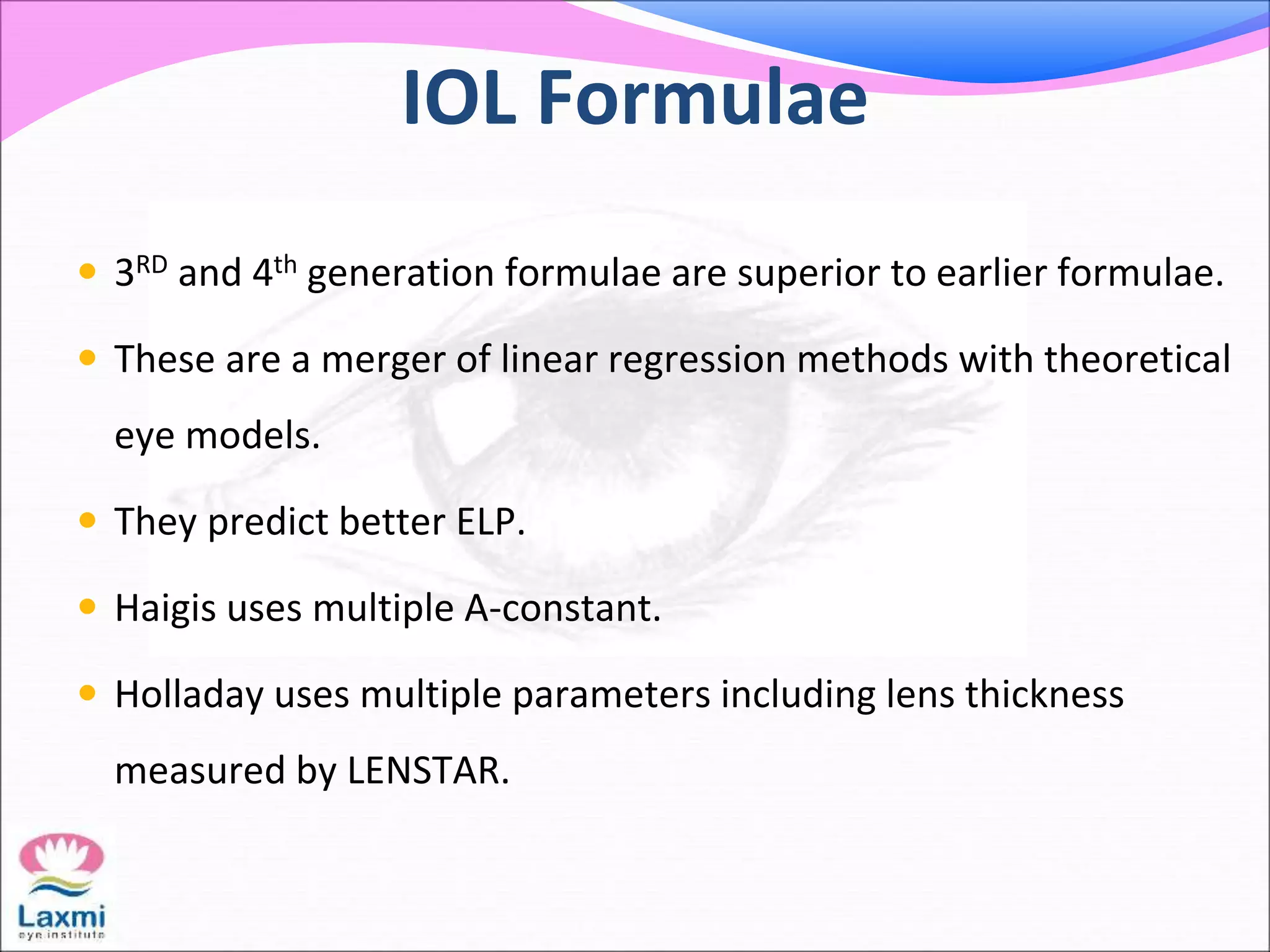 IOL power calculation special situations | PPTX | Eye and Vision ...