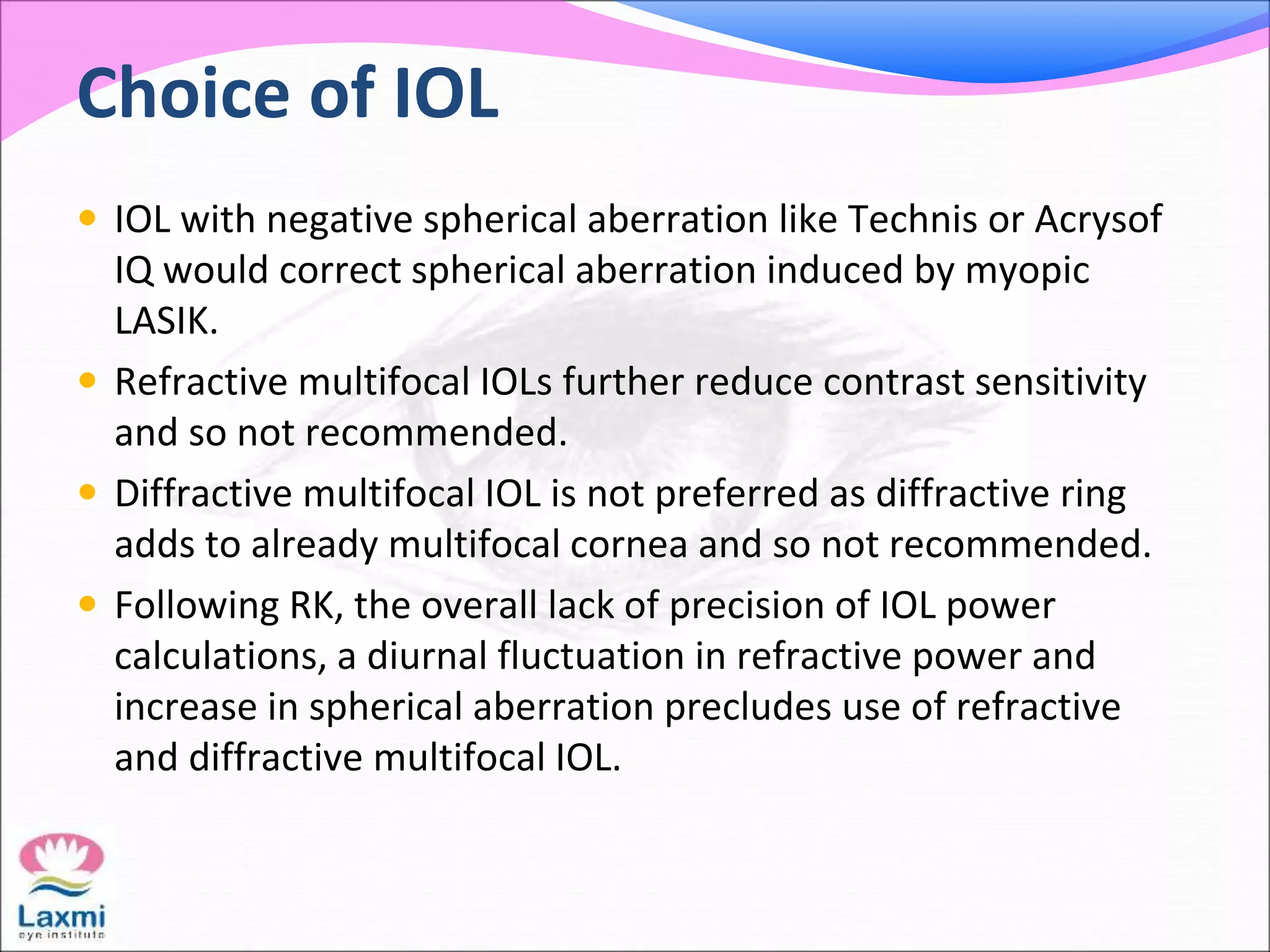 IOL power calculation special situations | PPTX | Eye and Vision ...