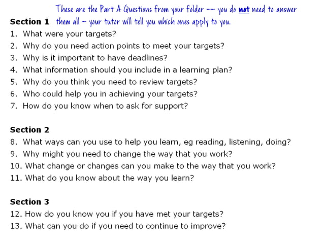 Improve Own Learning and Performance: Part A | PDF