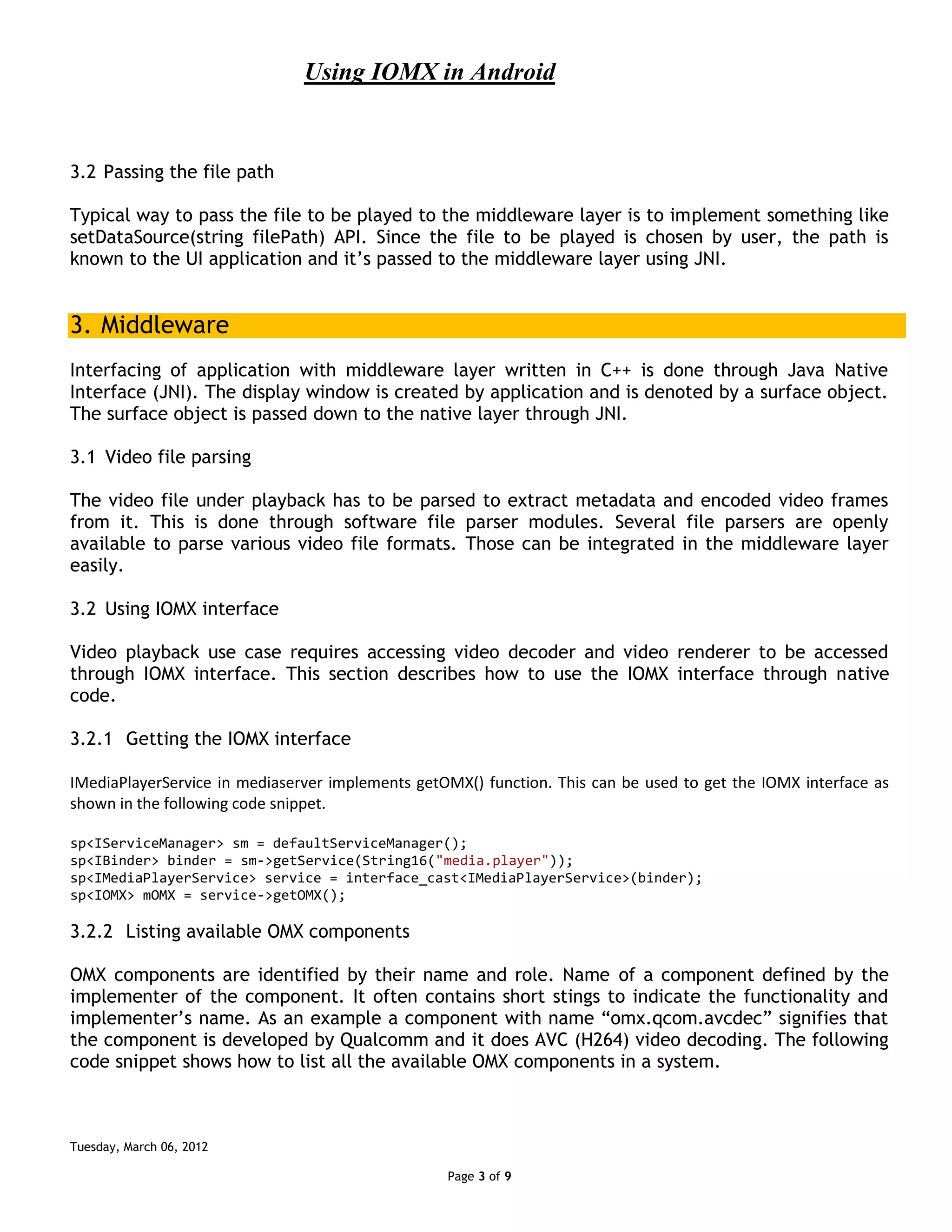 IOMX in Android | PDF