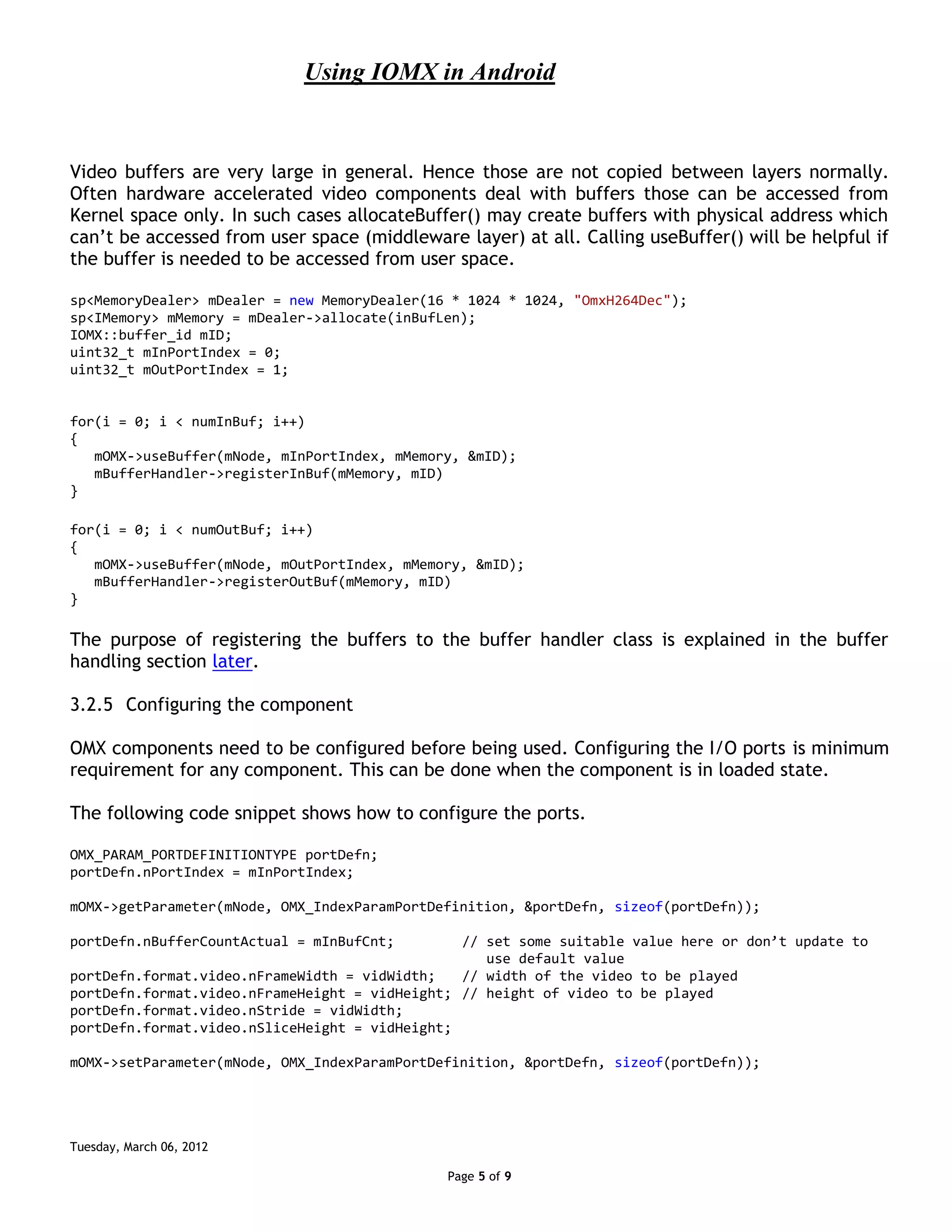 IOMX in Android | PDF