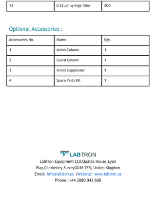 Labtron Equipment Ltd Ion-Chromatograph-LPIC-A10 | PDF