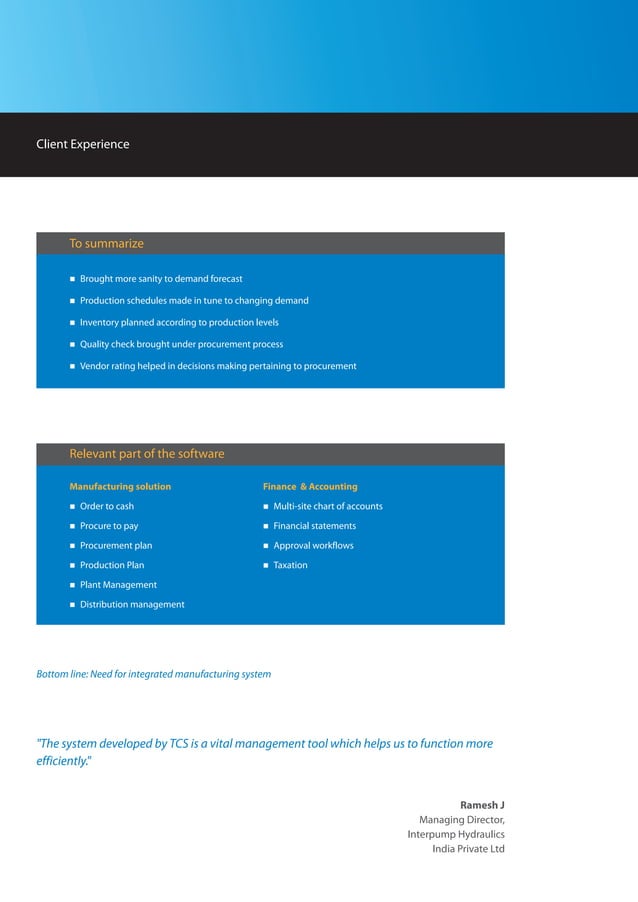 iON Manufacturing Solution Interpump Case Study | PDF