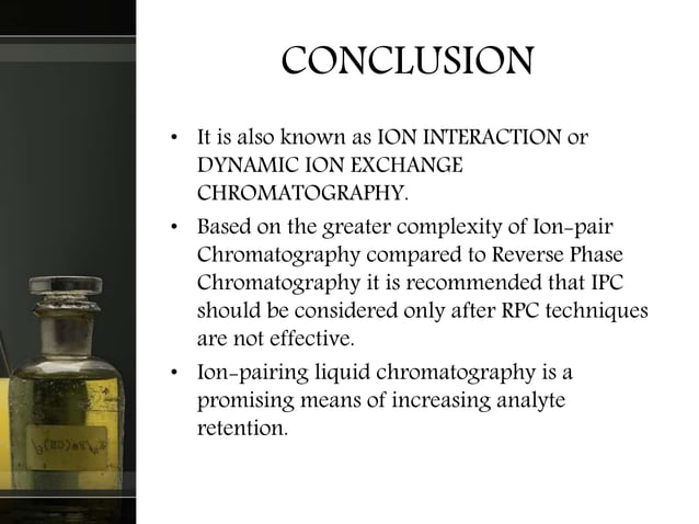 Ion pair , reversed pair liquid chromatography | PPTX | Chemistry | Science