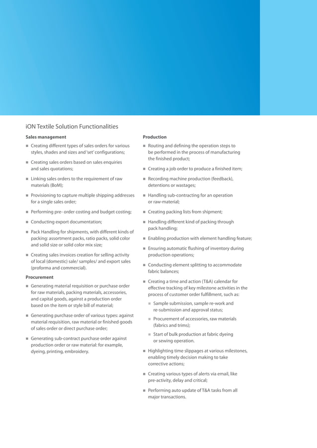 ERP Texttile Solution-TCSiON | PDF