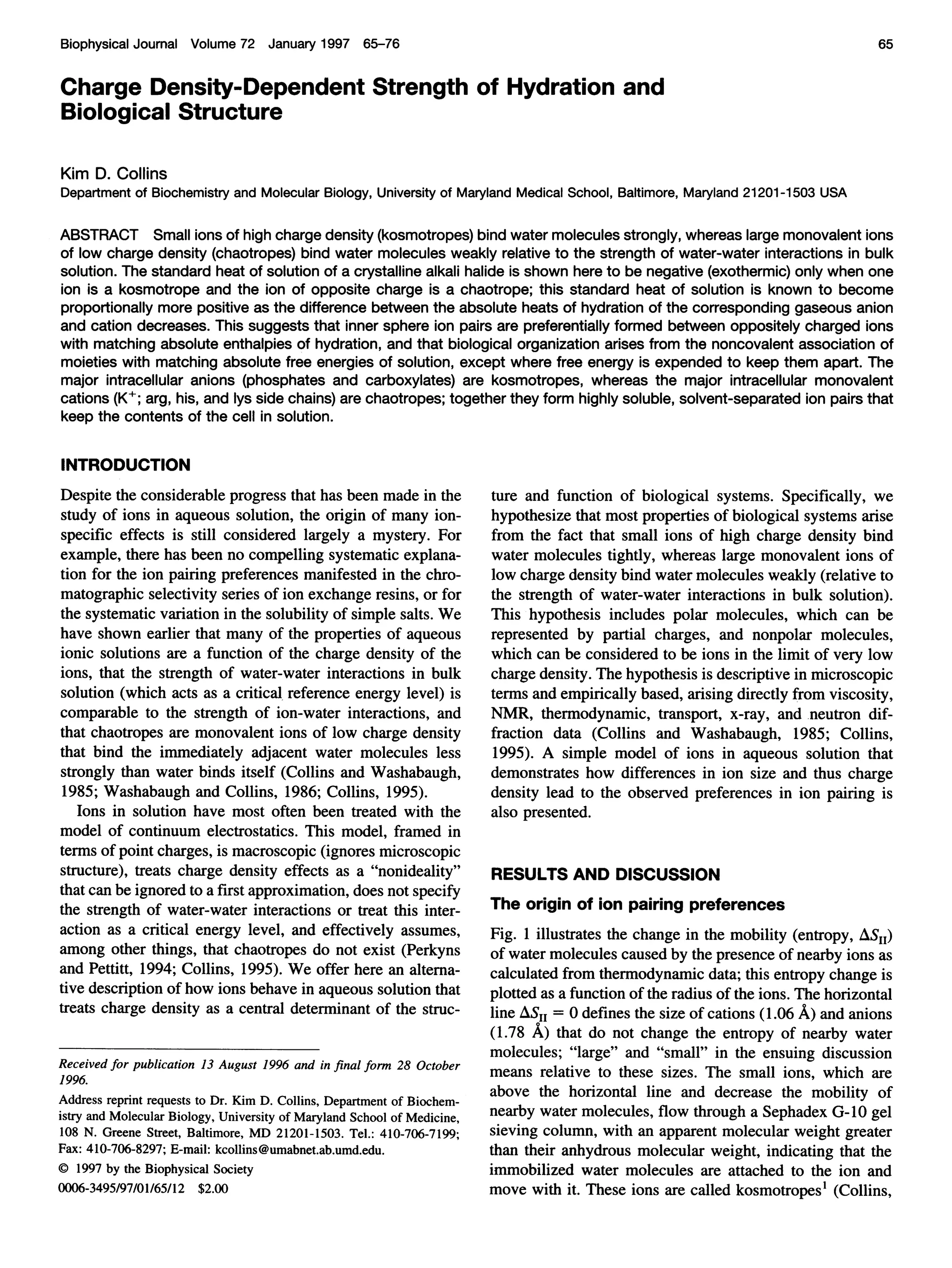Ion water interaction biophysical journal | PDF