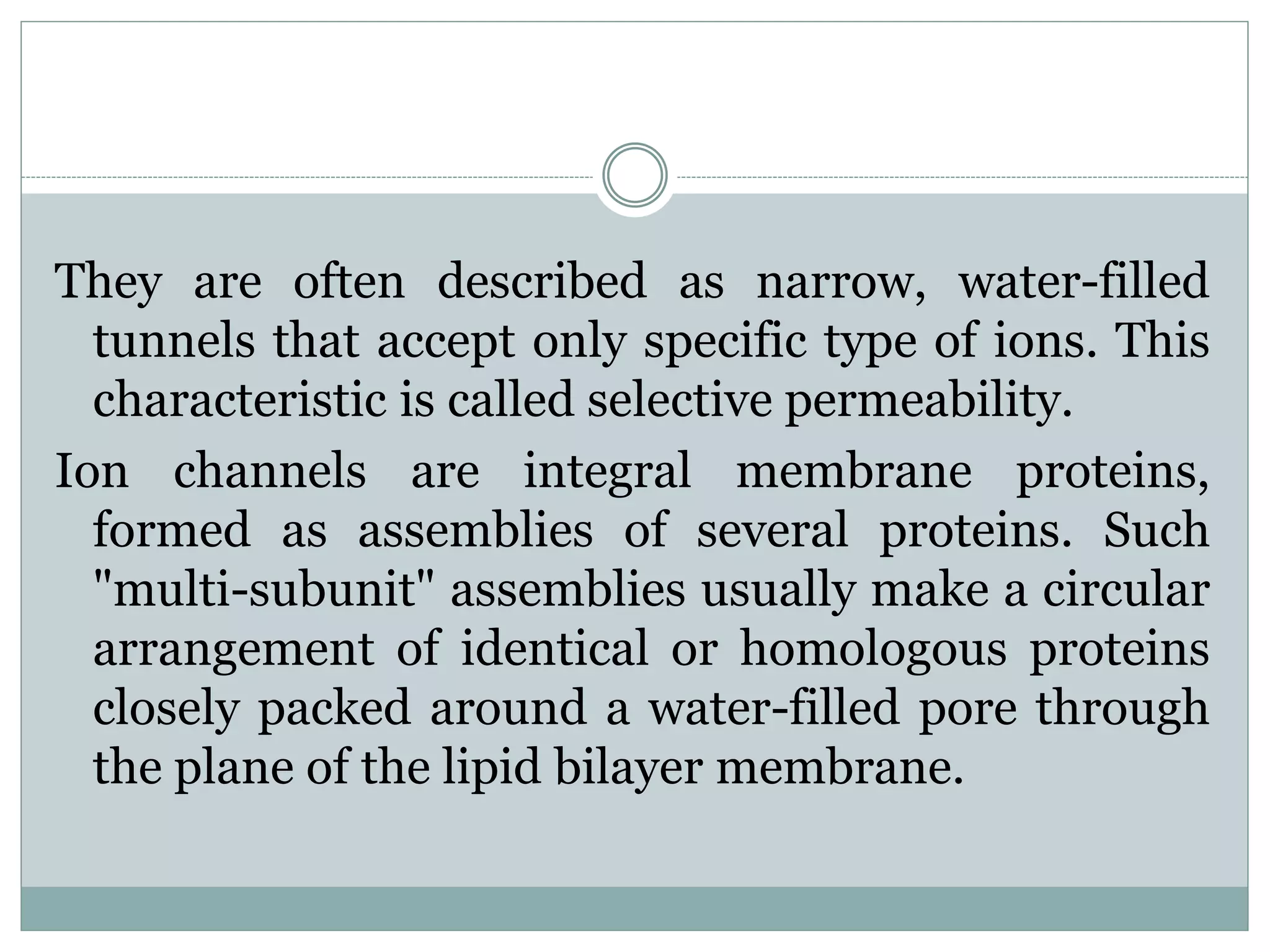 Ion channels, types and their importace in managment of diseases | PPTX