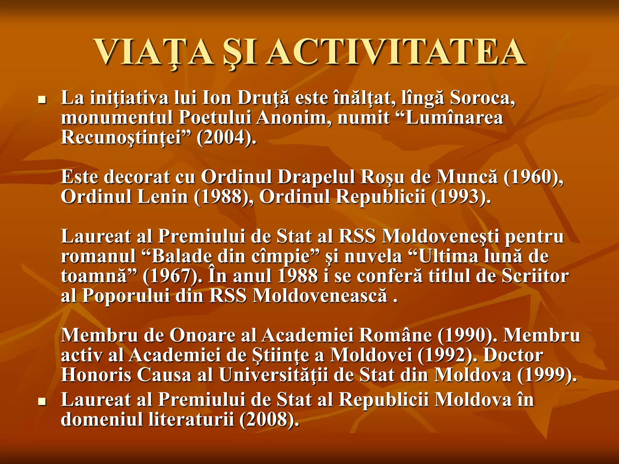 Ion Druță viața și activitatea | PPT