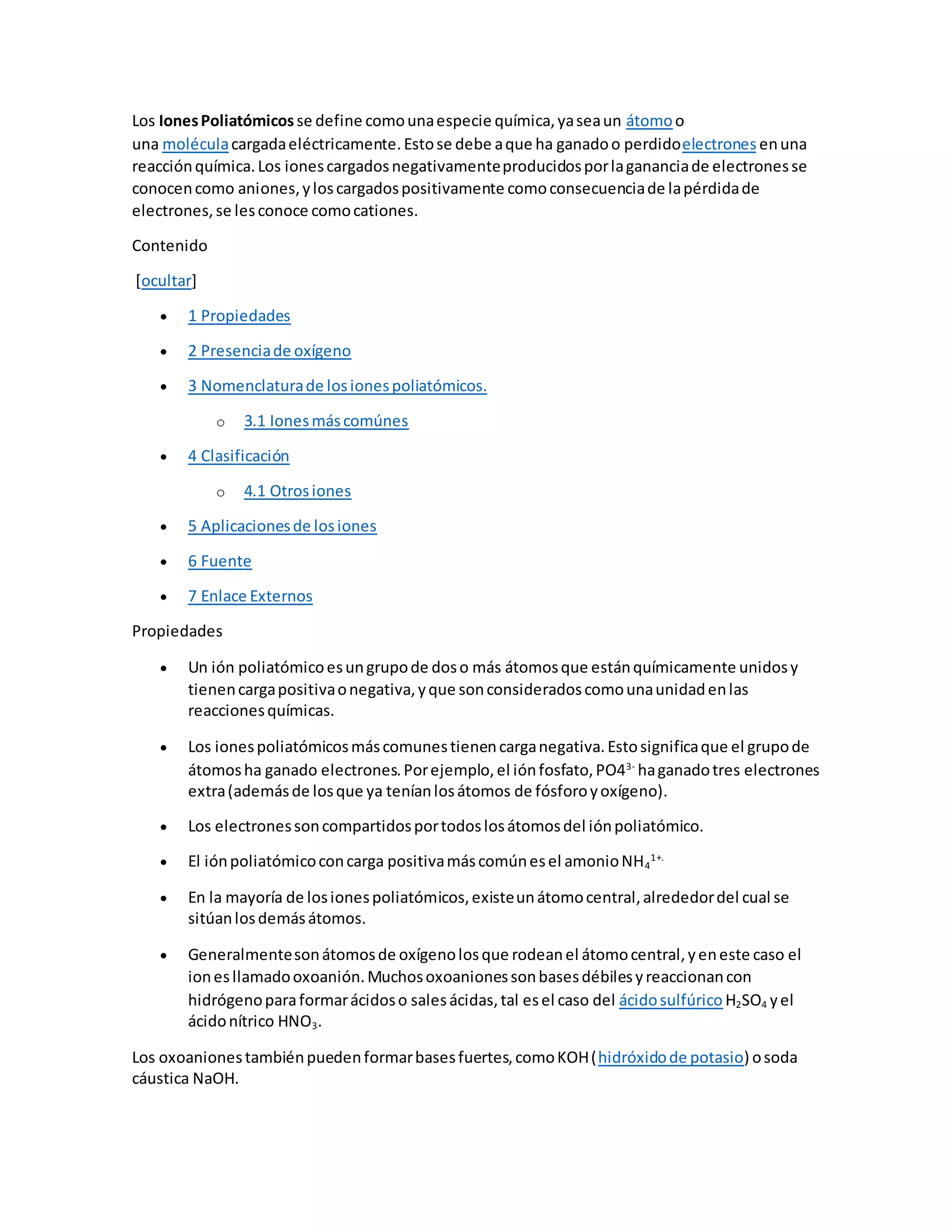 Iones poliatomicos | DOCX | Chemistry | Science