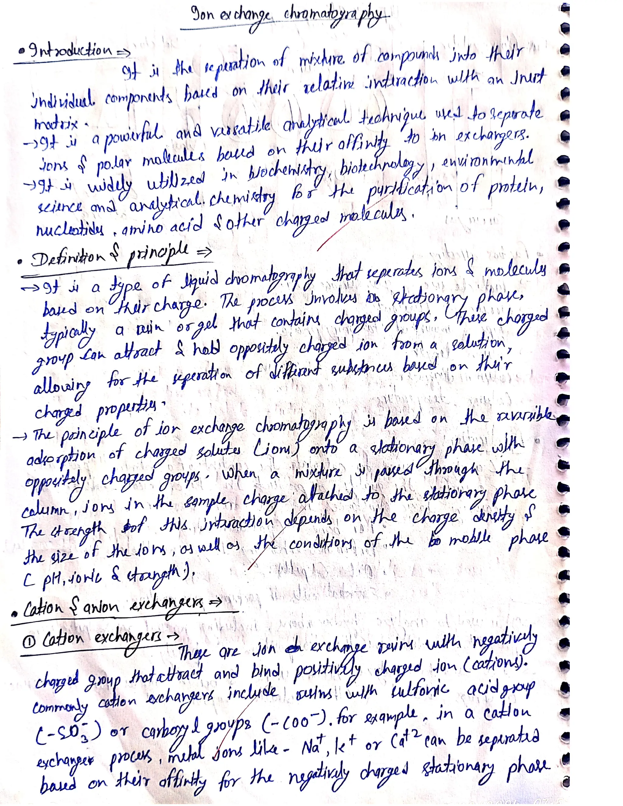 Ion exchange chromatography Hand Written Notes.pdf